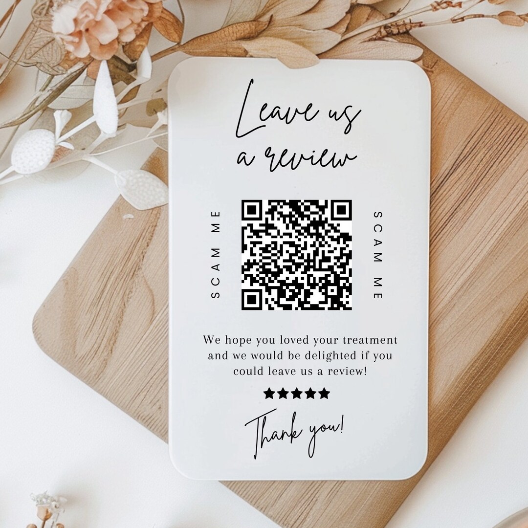 Personalised Mini QR Code Display Sign Leave a Review Business Plaque ...