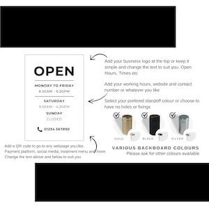 Opening Times Acrylic Business Hours Sign Personalised Shop Sign Office ...