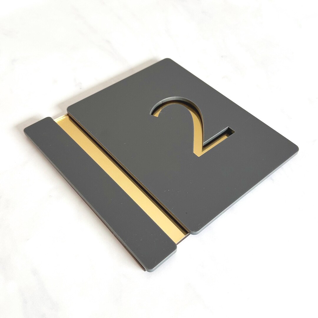 Modern Grey House Sign Gold Acrylic Property Number Marble Apartment ...