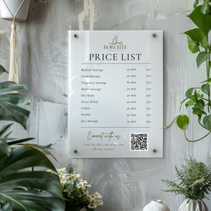 Personalised Acrylic Price List & QR Code | Beauty Salon Wall Sign ...