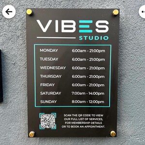 Custom Printed Acrylic Business Hours Sign, Personalised Shop Opening ...