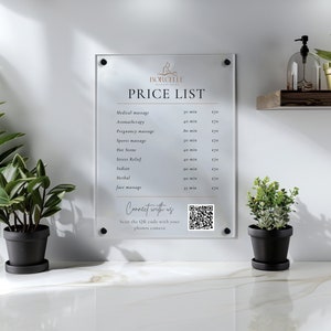 Personalised Acrylic Price List & QR Code | Beauty Salon Wall Sign ...