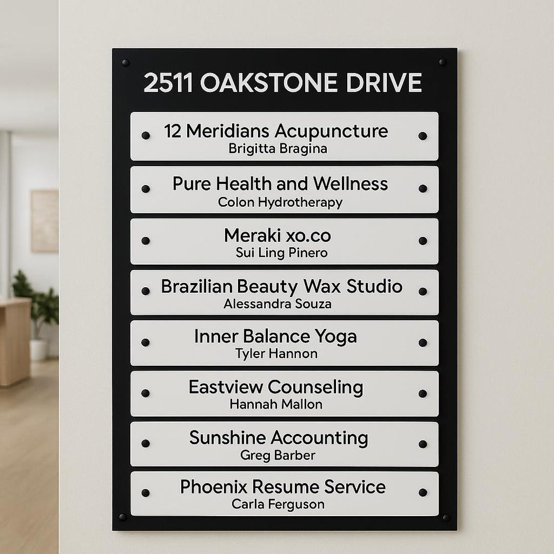 Acrylic Building Directory Sign | Business Registry Sign | Business ...