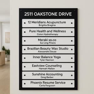 Acrylic Building Directory Sign | Business Registry Sign | Business ...