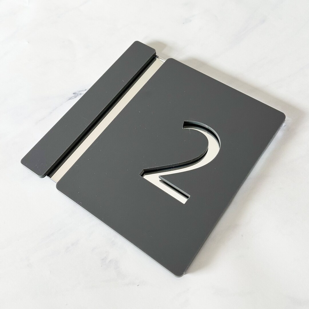 Modern Grey House Sign Silver Acrylic Property Number Marble Apartment ...