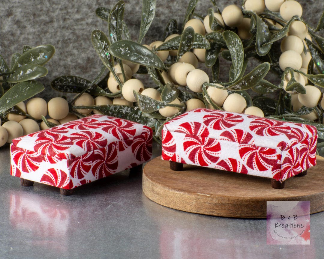 Miniature Ottoman Footstool in Peppermint for 1:12 Scale Dollhouse ...
