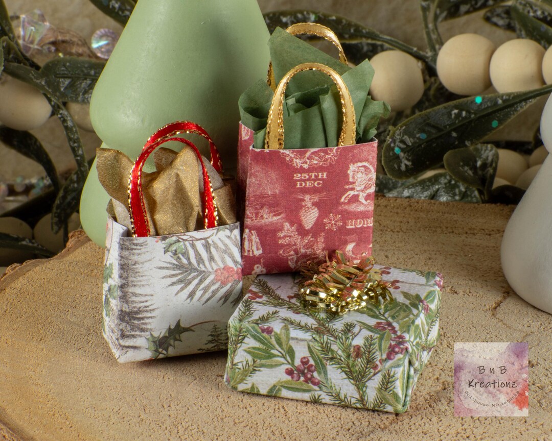 Miniature Present Set With Vintage & Greenery Prints for 1:12 Scale ...