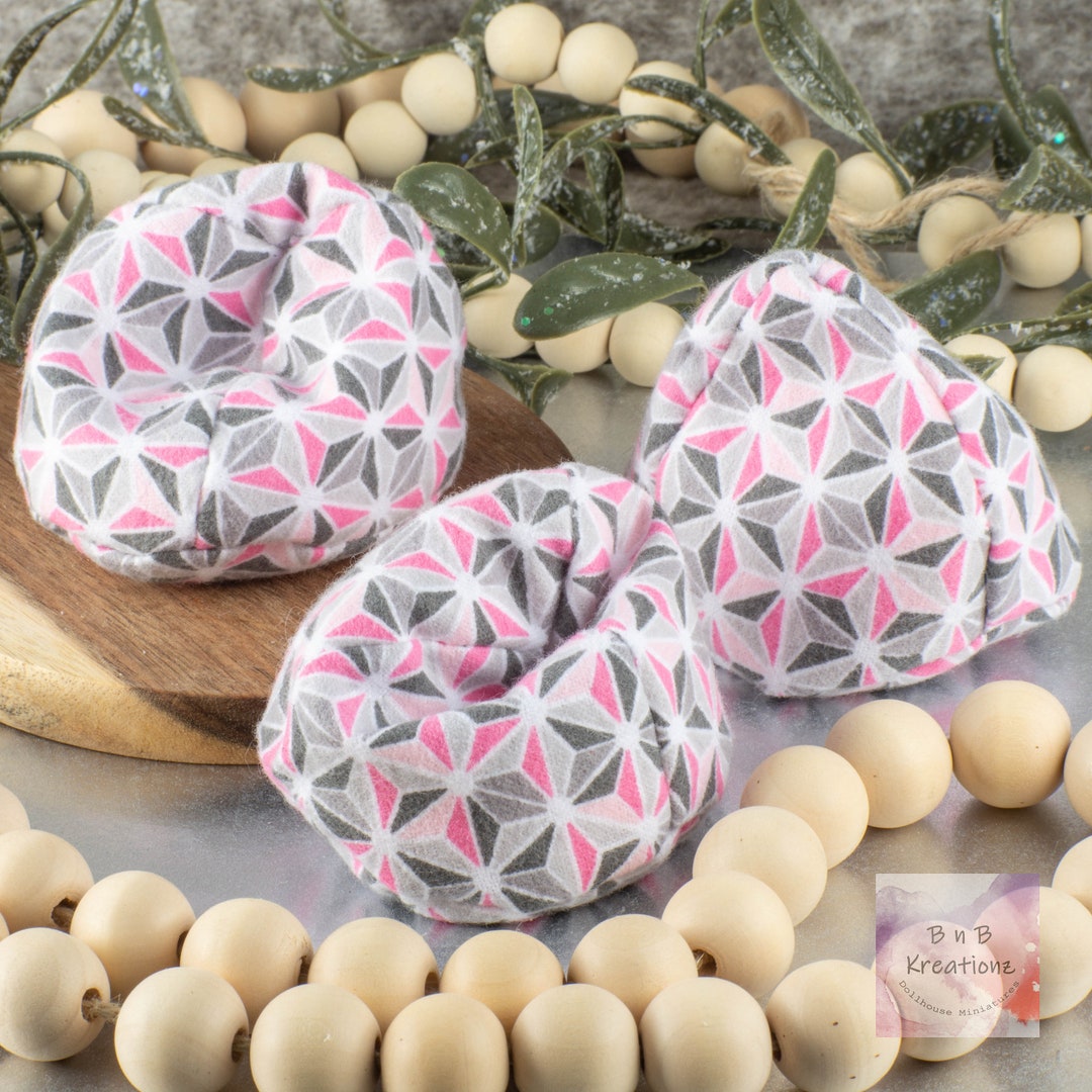 Miniature Bean Bag Chair Grays & Pinks Geometric Triangles Dollhouse Miniature 1:12 Scale - Etsy