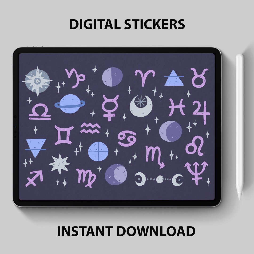 Astrology Digital Stickers - Zodiac Signs, Planets, Moon Phases ...