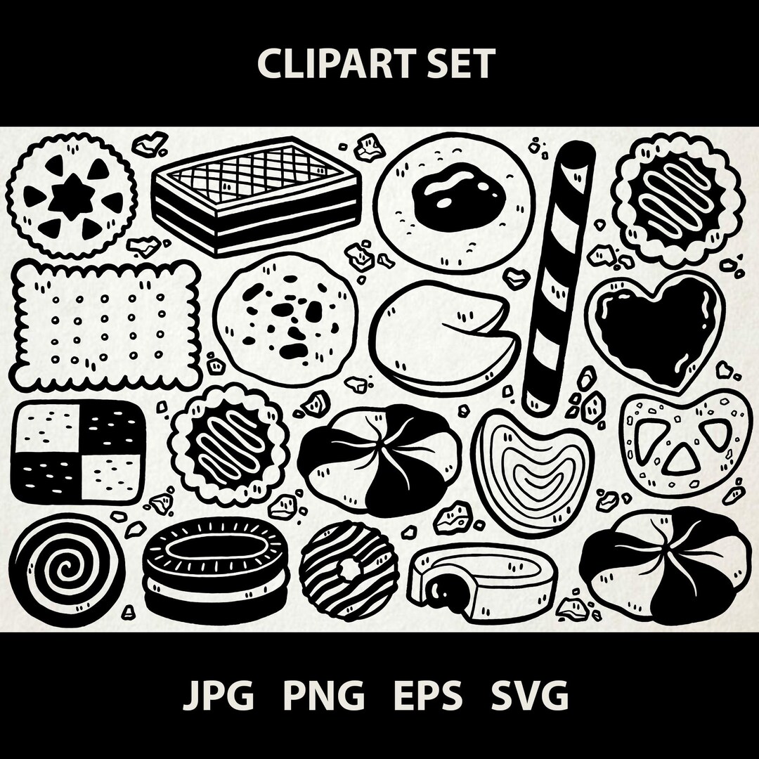 Cookies Clipart | Jpg, Png, Eps, Svg | Digital Line Art Illustration ...