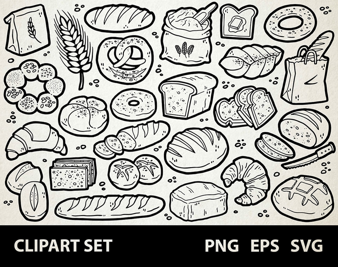 Bread / Digital Clip Art Graphics / SVG, PNG, EPS / Baking, Bakery, Baker, Flour, Yeast ...