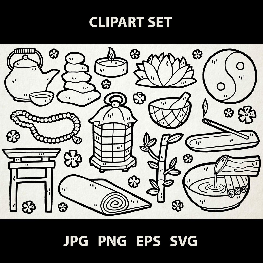Zen Clipart | Jpg, Png, Eps, Svg | Digital Line Art Illustration Vector ...