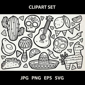 Cinco De Mayo Clipart | Jpg, Png, Eps, Svg | Digital Line Art ...