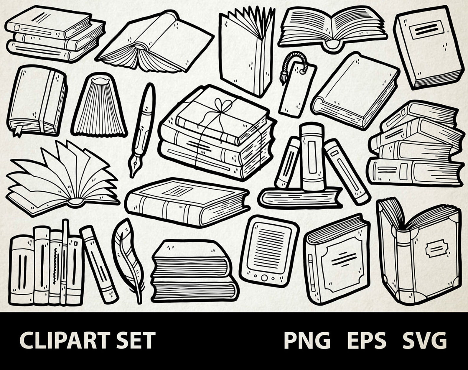 Books / Digital Clip Art Graphics / SVG, PNG, EPS / Reading, Bookmark ...