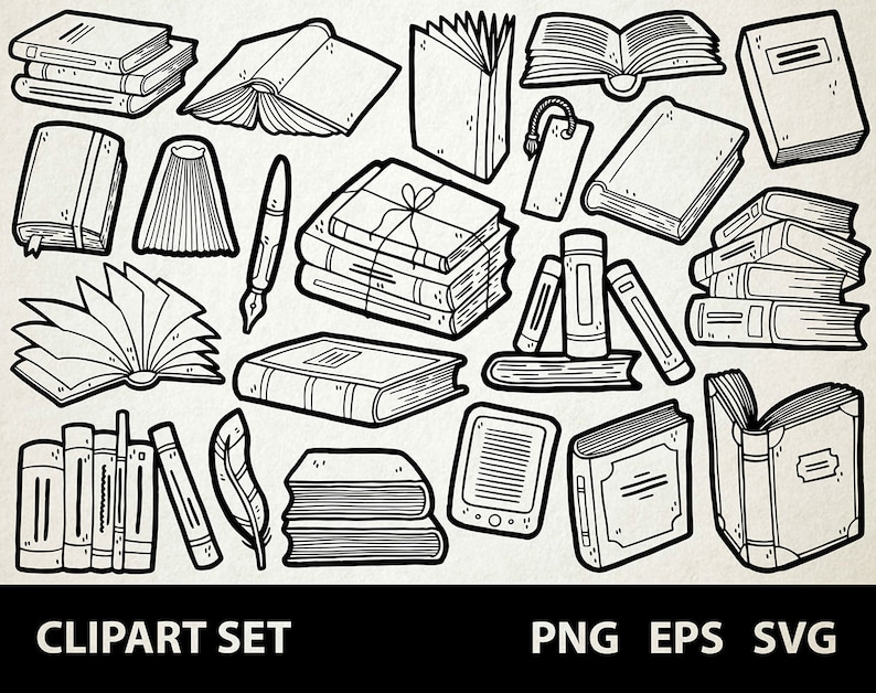 Books / Digital Clip Art Graphics / SVG, PNG, EPS / Reading, Bookmark ...