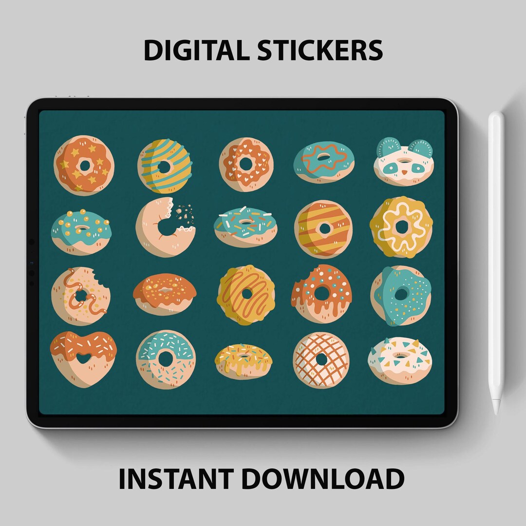 Donut Digital Stickers – Sweet Treats PNG Set for Goodnotes, Digital ...