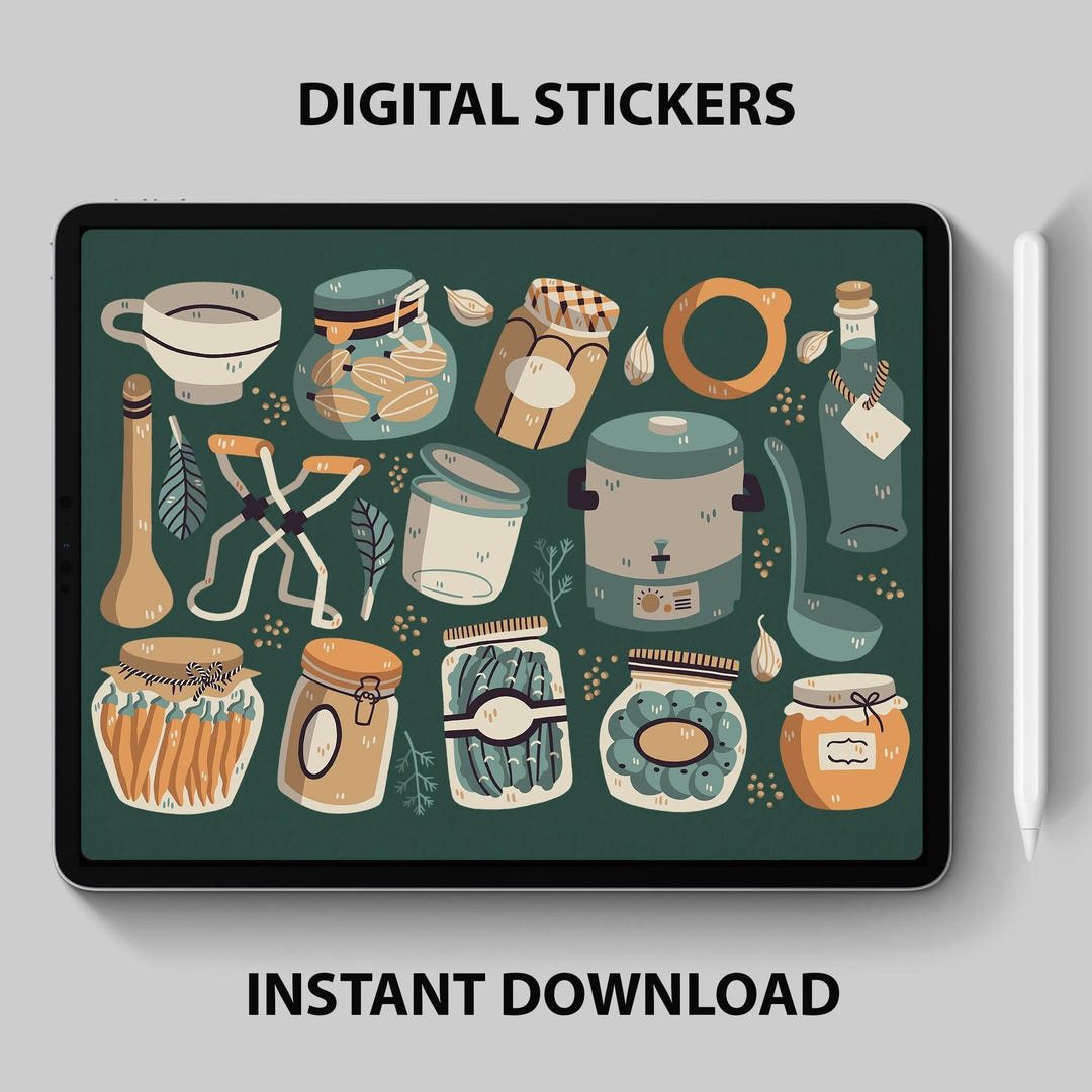 Canning Digital Stickers – Jars, Fermentation & Food Preservation ...