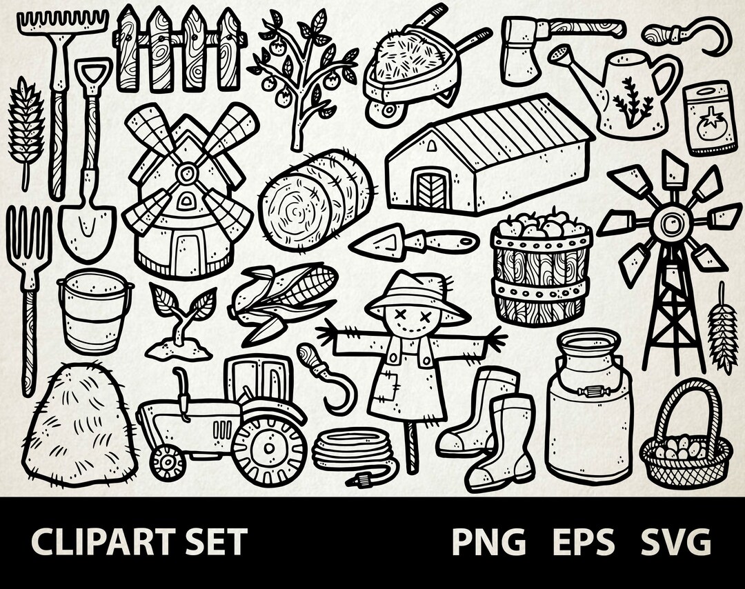 Farm / Digital Clip Art Graphics / SVG, PNG, EPS / Farmer, Agriculture ...