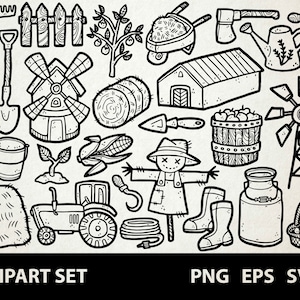 Farm / Digital Clip Art Graphics / SVG, PNG, EPS / Farmer, Agriculture ...