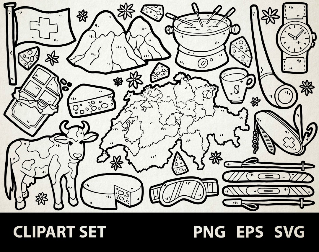 Switzerland / Digital Clip Art Graphics / SVG, PNG, EPS / Alps Cheese ...