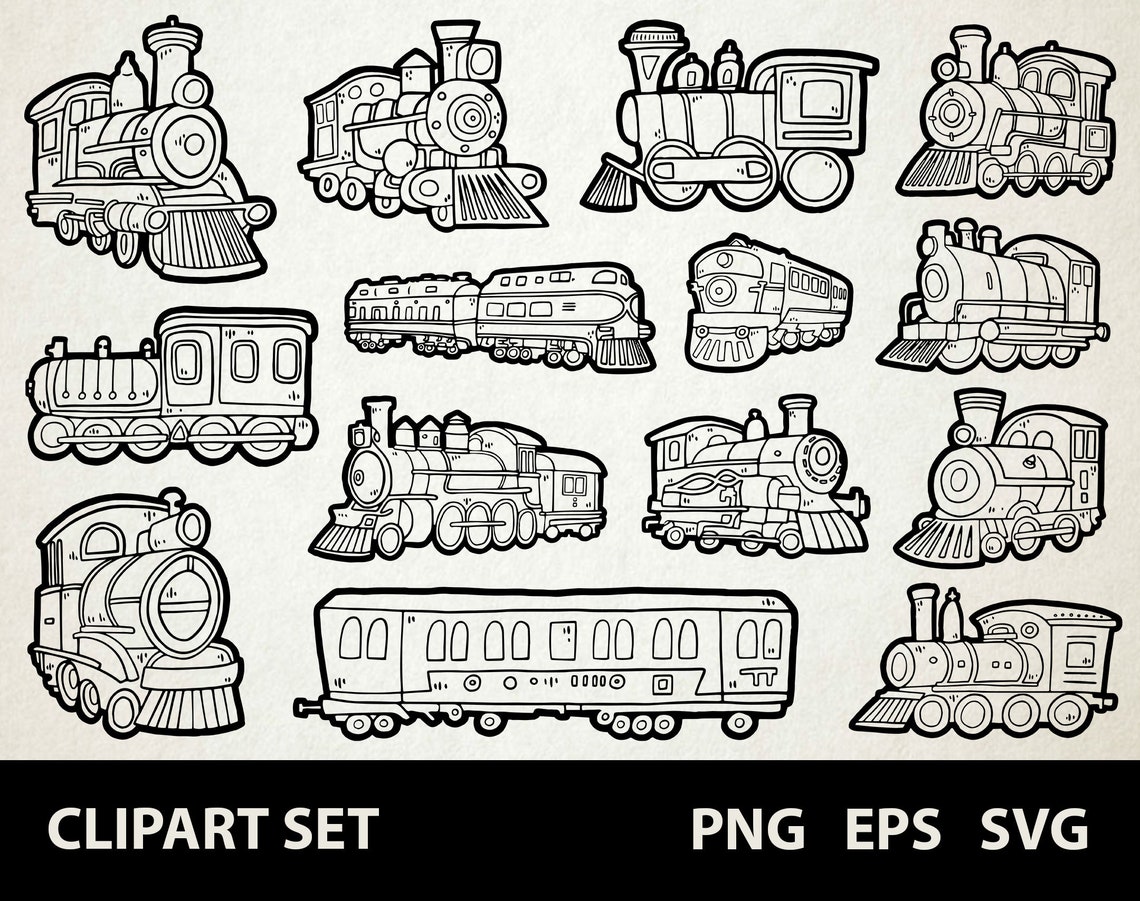 Trains / Digital Clip Art Graphics / SVG, PNG, Eps / Locomotive, Train ...