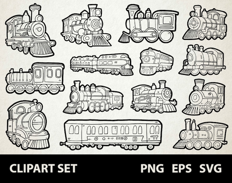 Trains / Digital Clip Art Graphics / SVG, PNG, Eps / Locomotive, Train ...