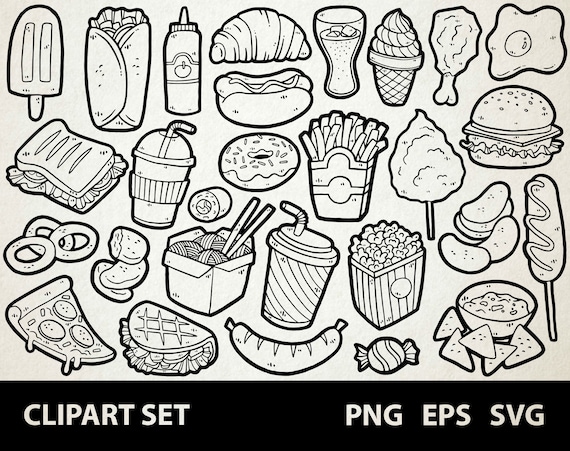 Junk Foods Clip Art Black And White