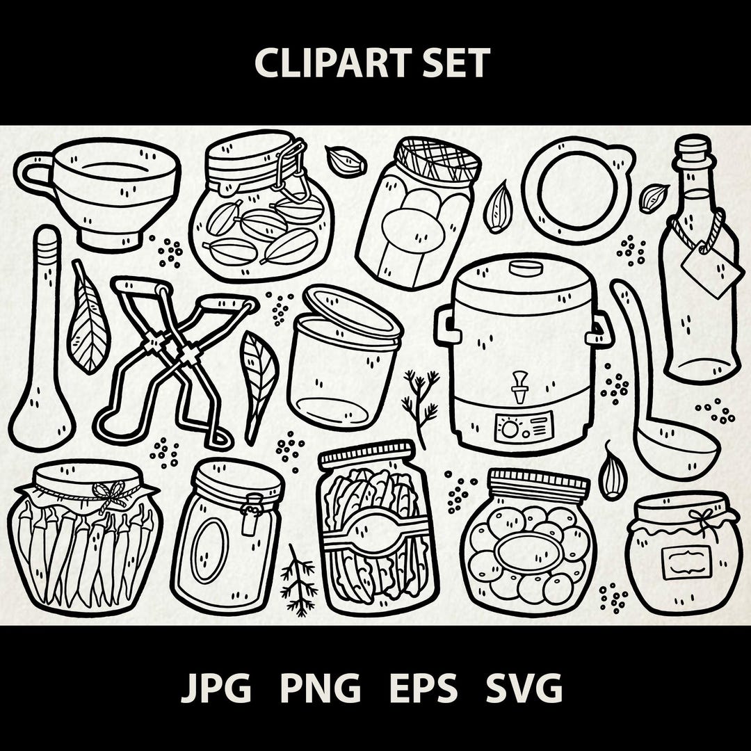 Canning Clipart | Jpg, Png, Eps, Svg | Digital Line Art Illustration ...