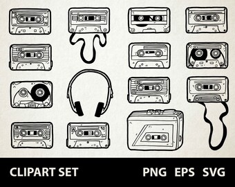 Cassette Tape SVG PNG Clipart Files Retro Vintage 80s & 90s - Etsy
