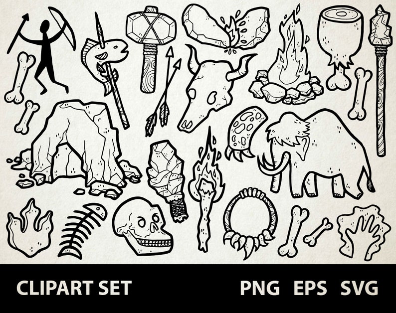 Stone Age / Digital Clip Art Graphics / SVG, PNG, EPS / Prehistory ...