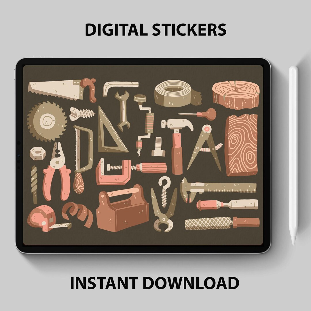 Woodworking Digital Stickers – Tools, Carpenter & Workshop Clipart for ...