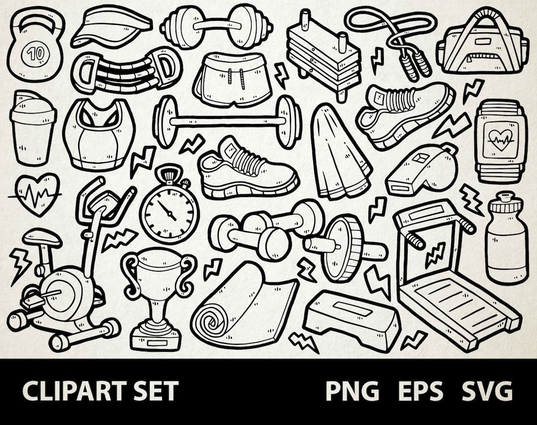 Fitness / Digital Clip Art Graphics / SVG, PNG, EPS / Workout, Training ...