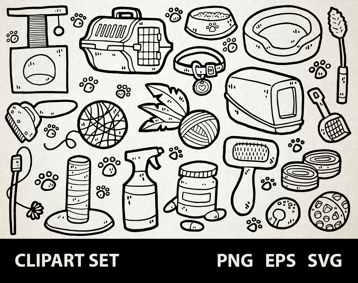 Cat Care / Digital Clip Art Graphics / SVG, PNG, EPS / Cat Owner, Pet ...