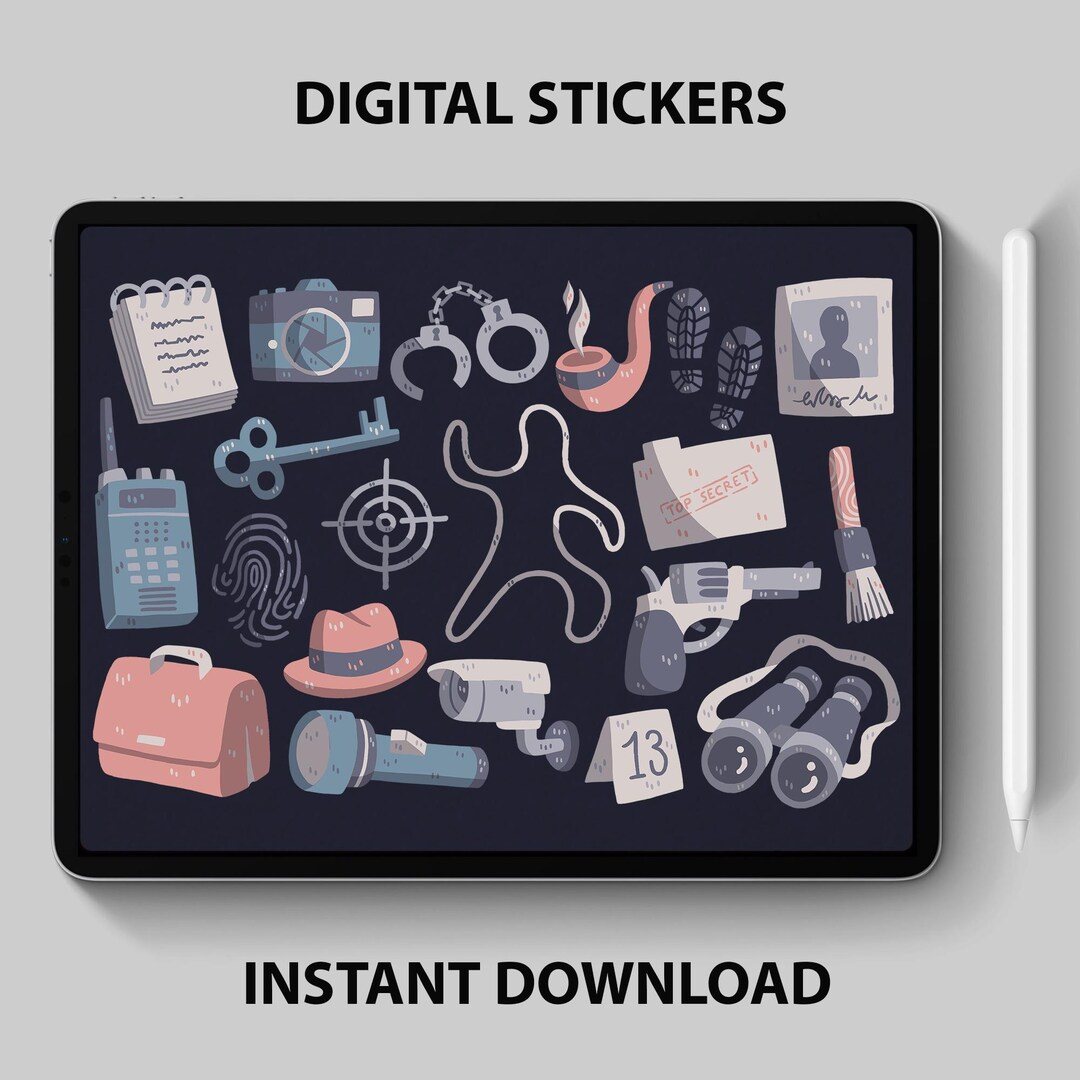 Detective Digital Stickers – Mystery + Investigation PNG Set for ...
