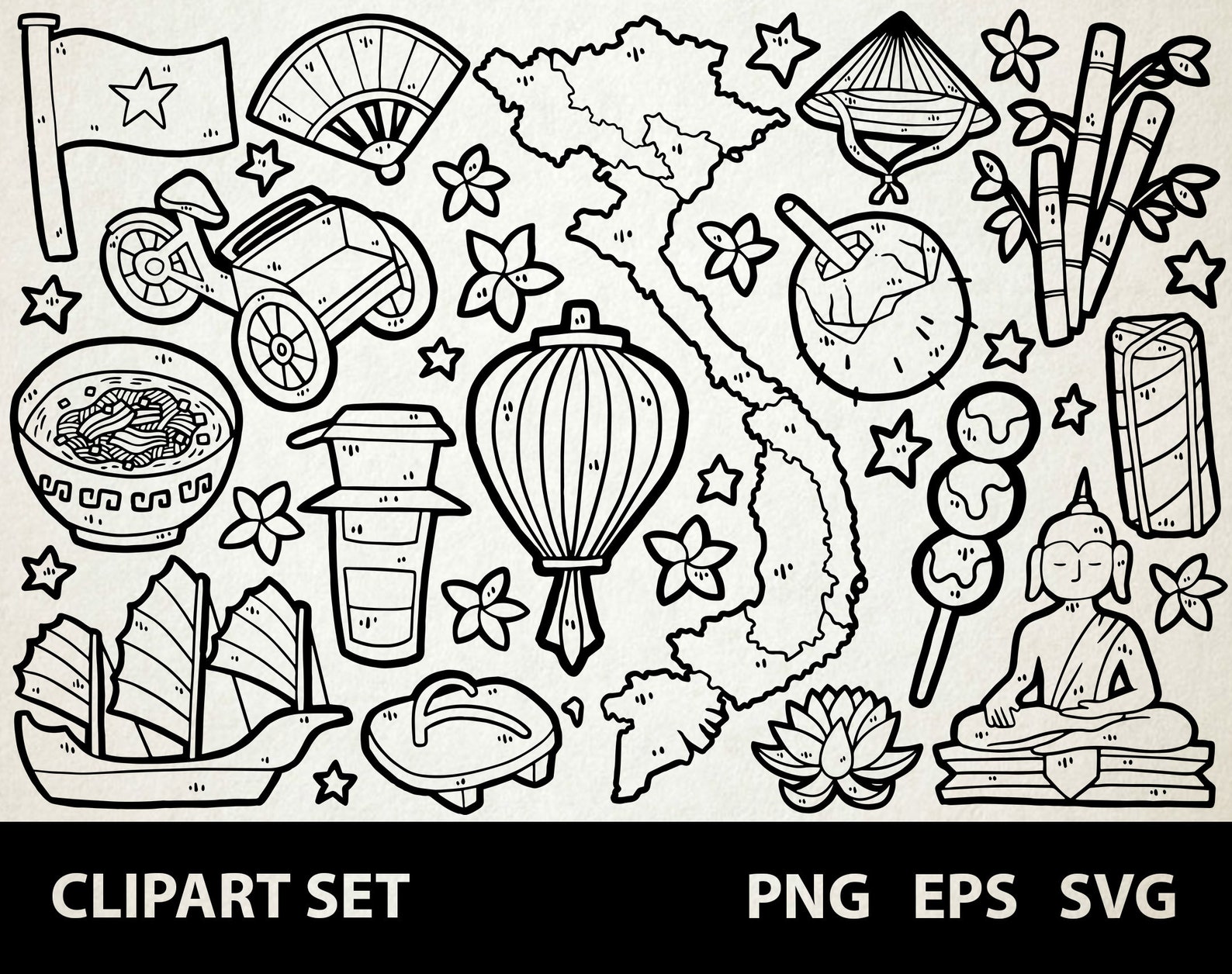 Vietnam / Digital Clip Art Graphics / SVG, PNG, EPS / Asia, Hanoi ...