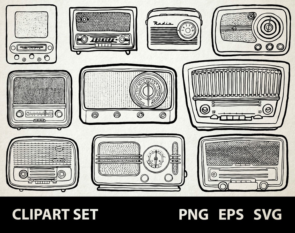 Retro Radios / Digital Clip Art Graphics / SVG, PNG, EPS / Vintage ...