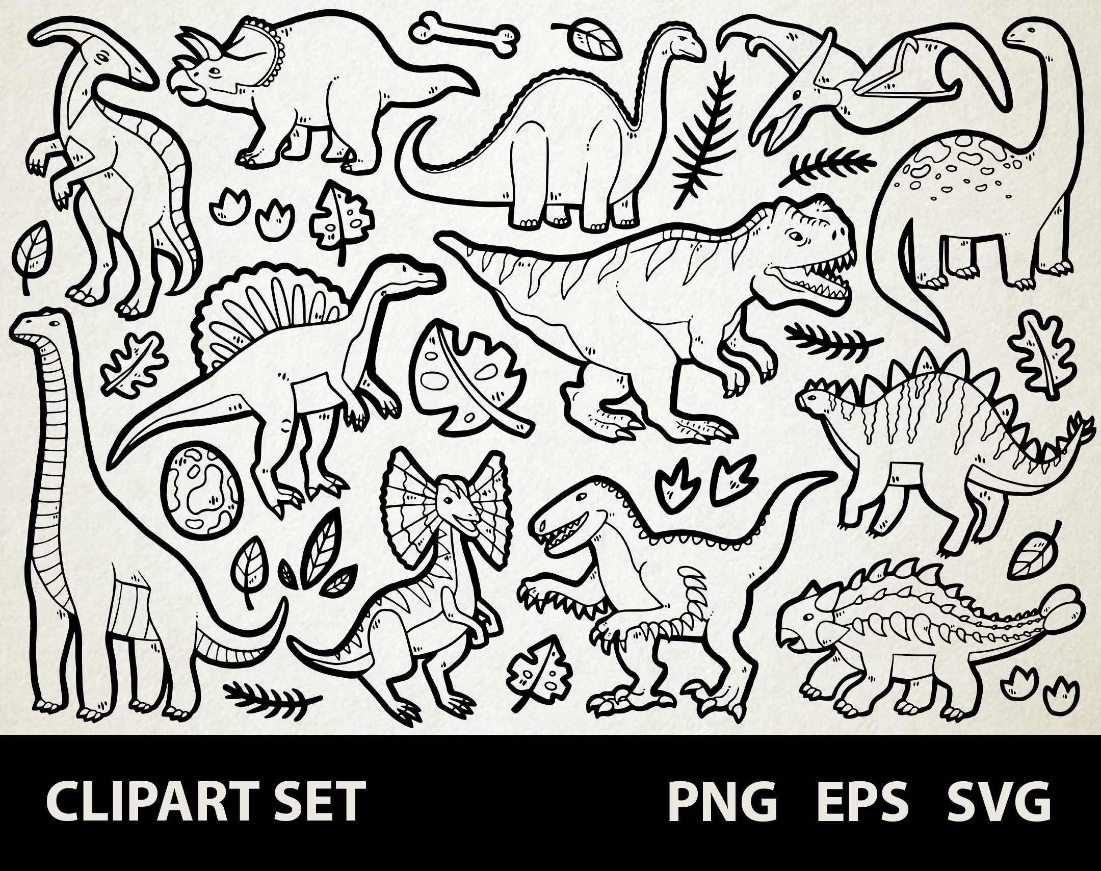 Dinosaurs / Digital Clip Art Graphics / SVG, PNG, EPS / T-rex ...