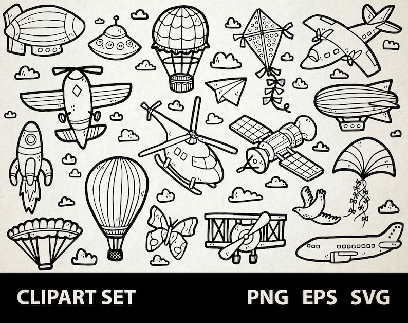 Aviation / Digital Clip Art Graphics / SVG, PNG, EPS / Flying, Plane ...
