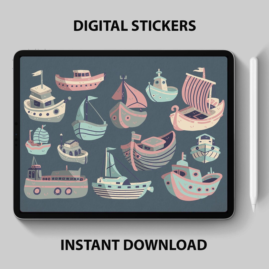 Ships & Boats Digital Stickers – Sailboats, Yachts, Cruises Clipart for ...