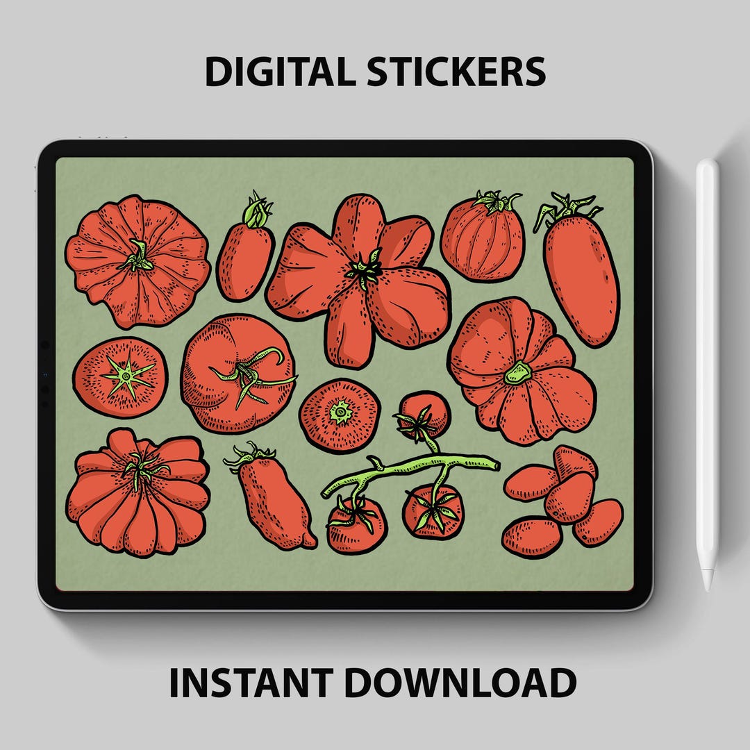 Tomato Digital Stickers – Heirloom Varieties, Homemade Dishes ...