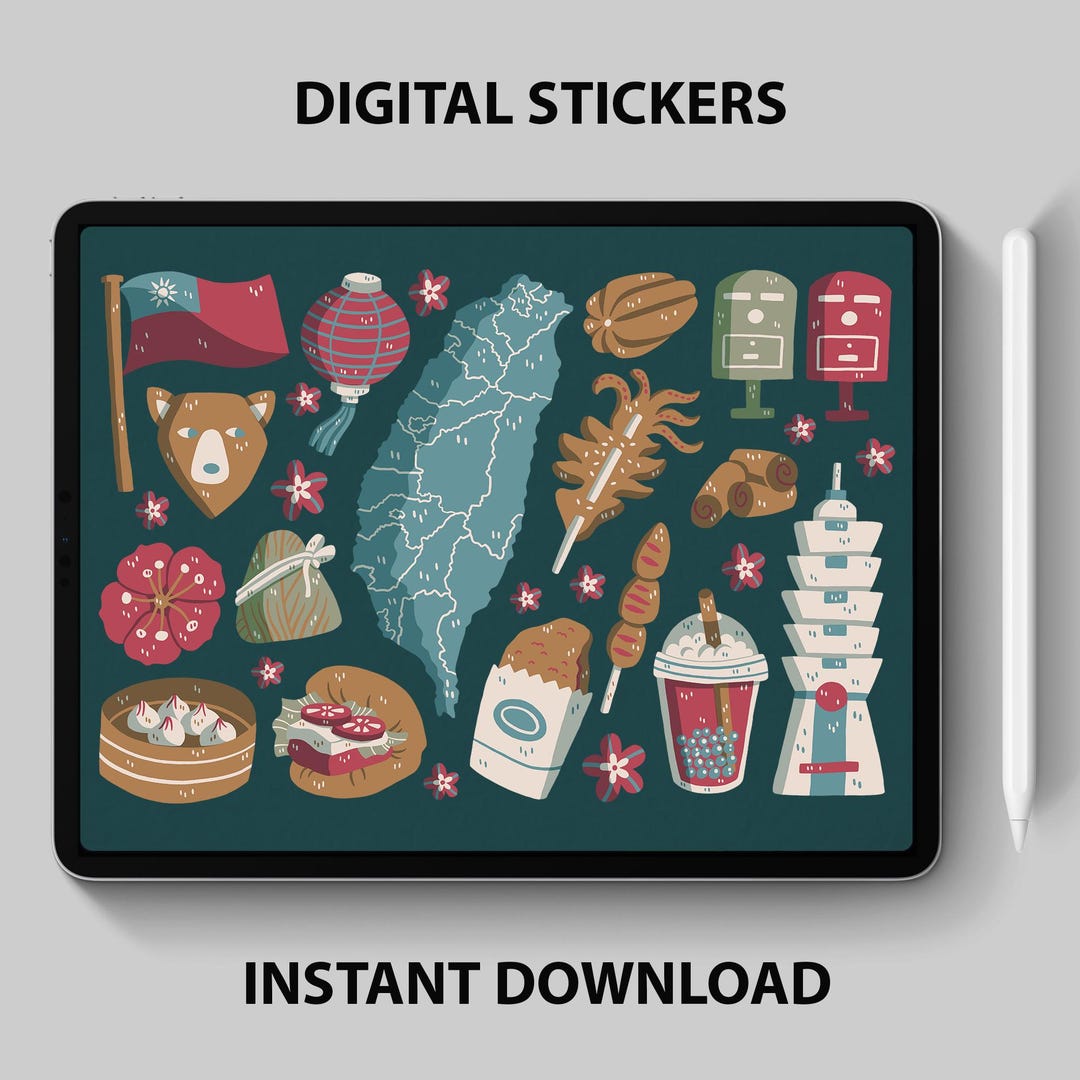 Taiwan Digital Stickers – Taipei, Night Markets, Bubble Tea, Jiufen ...
