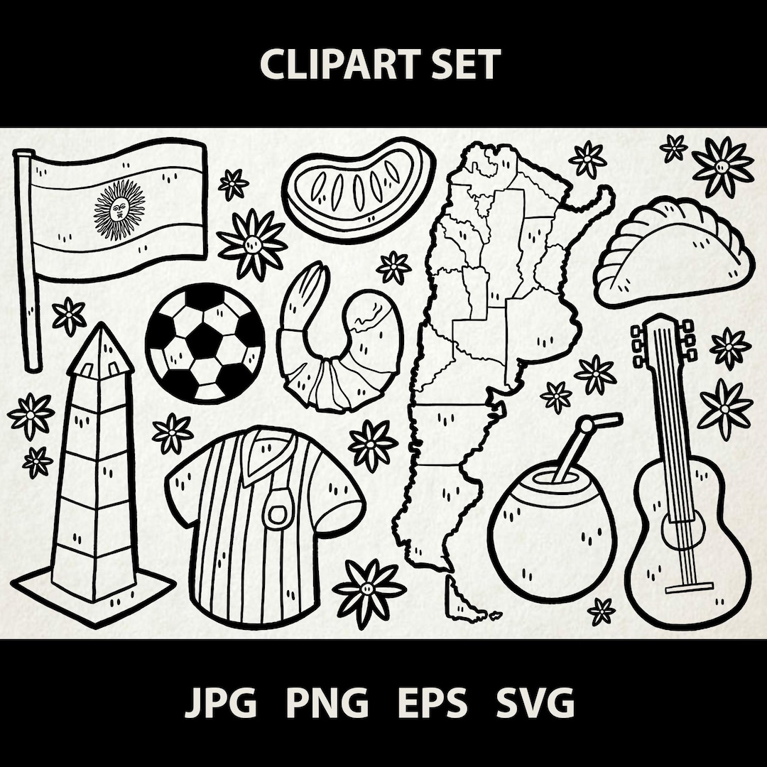 Argentina Clipart | Jpg, Png, Eps, Svg | Digital Line Art Illustration ...