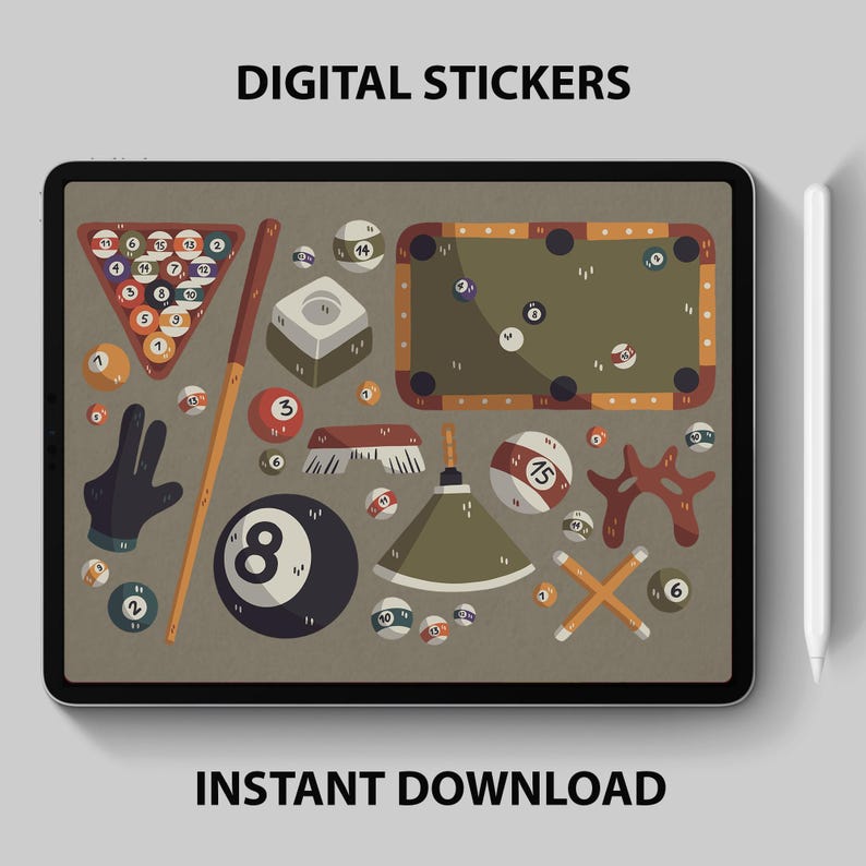 Billiards Digital Stickers – Pool, Snooker, Cue Balls & More Clipart ...