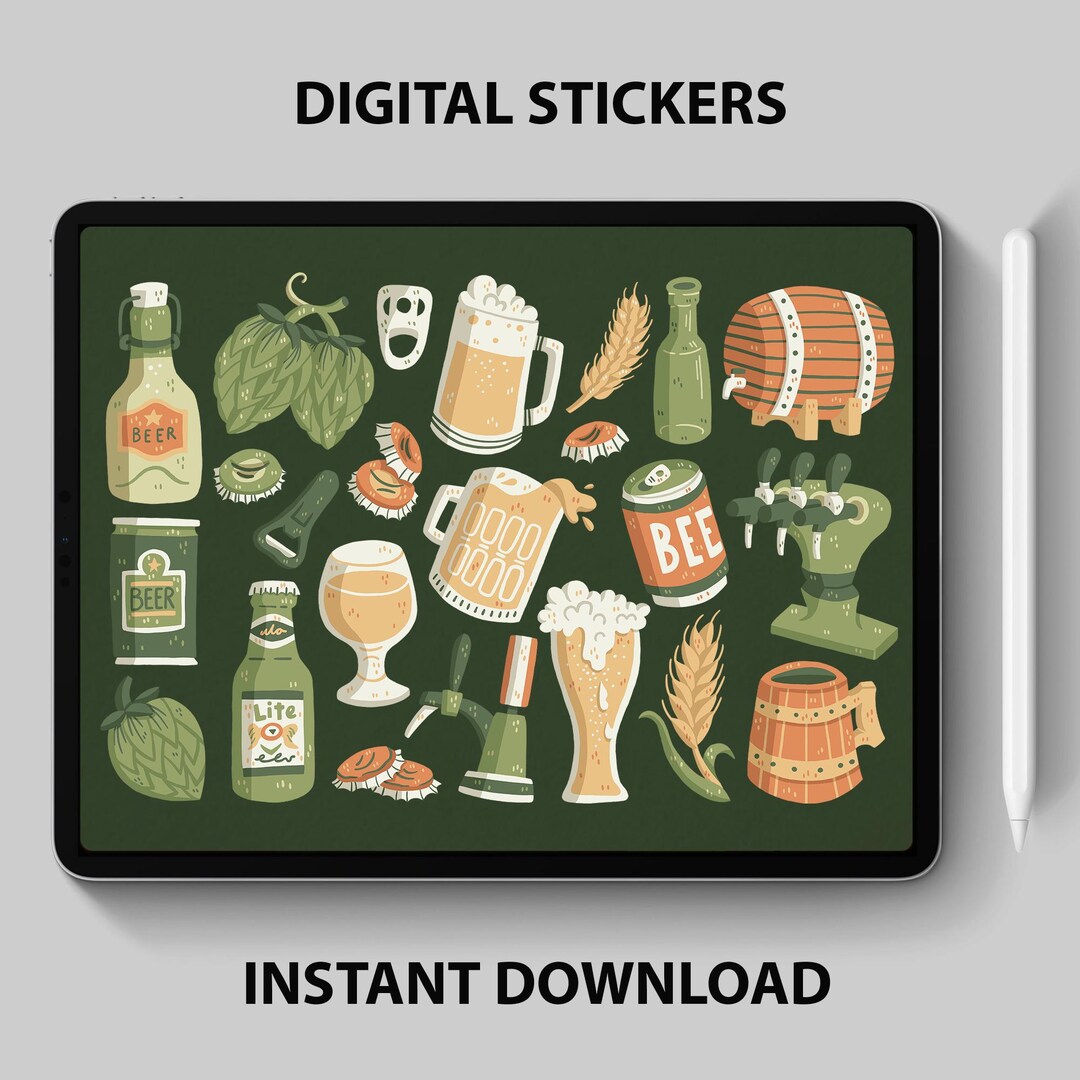 Beer Digital Stickers – Fun Brewery & Bar Clipart for Goodnotes ...