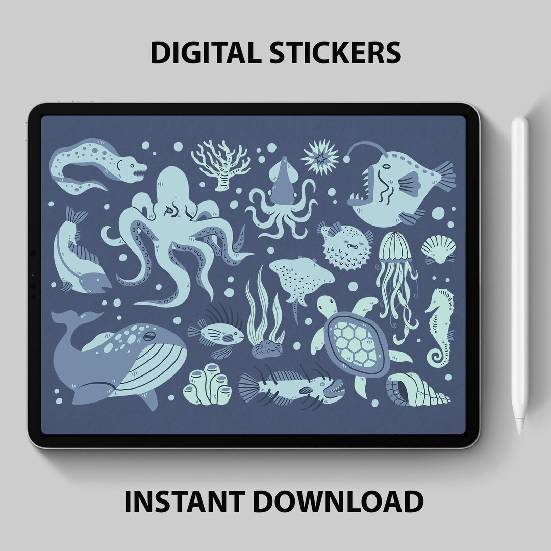 Deep Sea Digital Stickers – Mysterious Ocean Life for Goodnotes ...