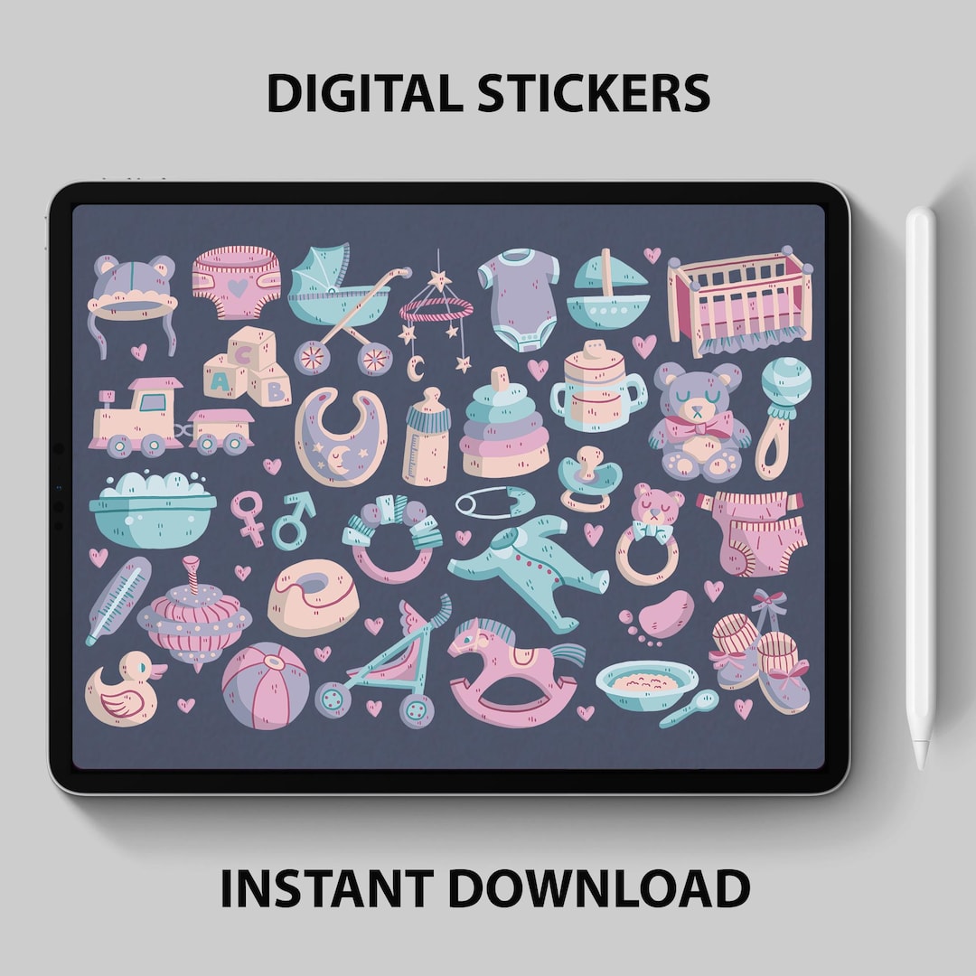 Baby Digital Sticker Set – 35 PNG Clipart for Baby Shower, Birth ...
