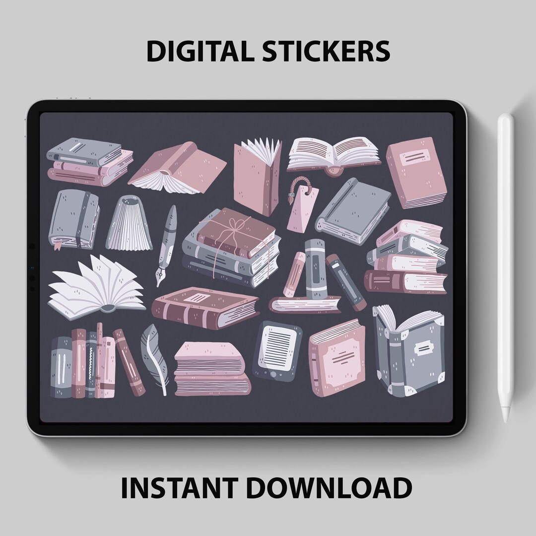Books Digital Stickers – Bookshelves, Reading, Literature Clipart for ...