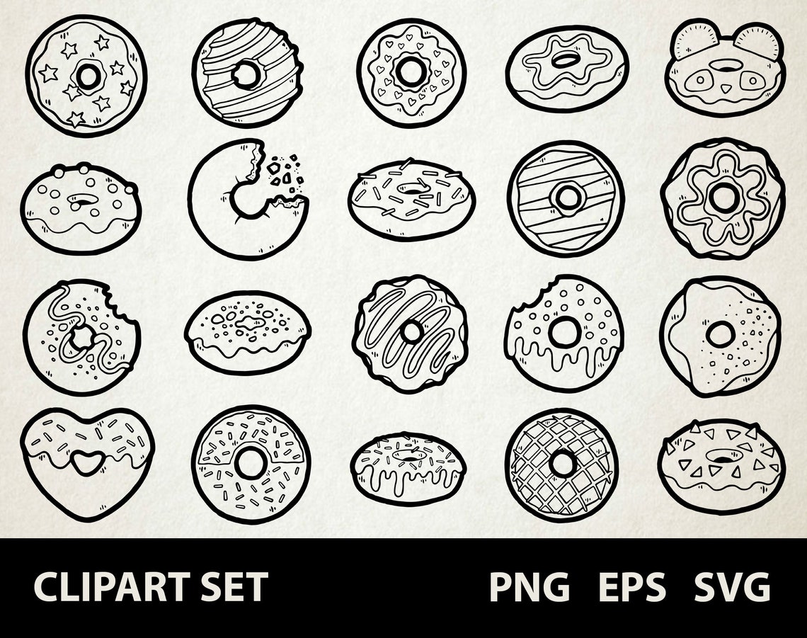 Donuts / Digital Clip Art Graphics / SVG, PNG, Eps / Doughnuts, Pastry ...