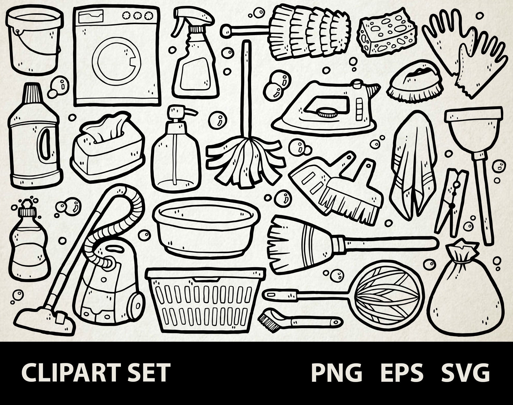 Cleaning / Digital Clip Art Graphics / SVG, PNG, EPS / Chores, Tidy ...