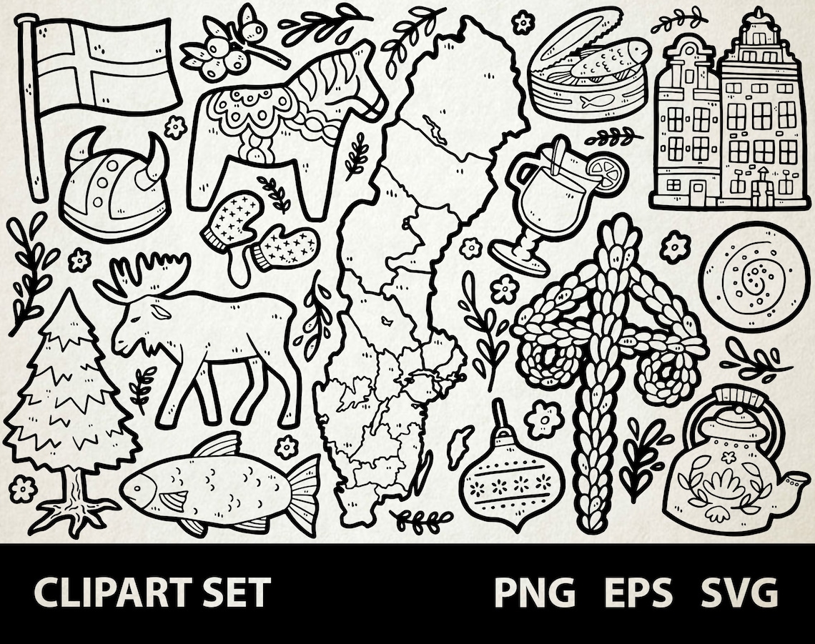Sweden / Digital Clip Art Graphics / SVG, PNG, EPS / Stockholm Malmö ...